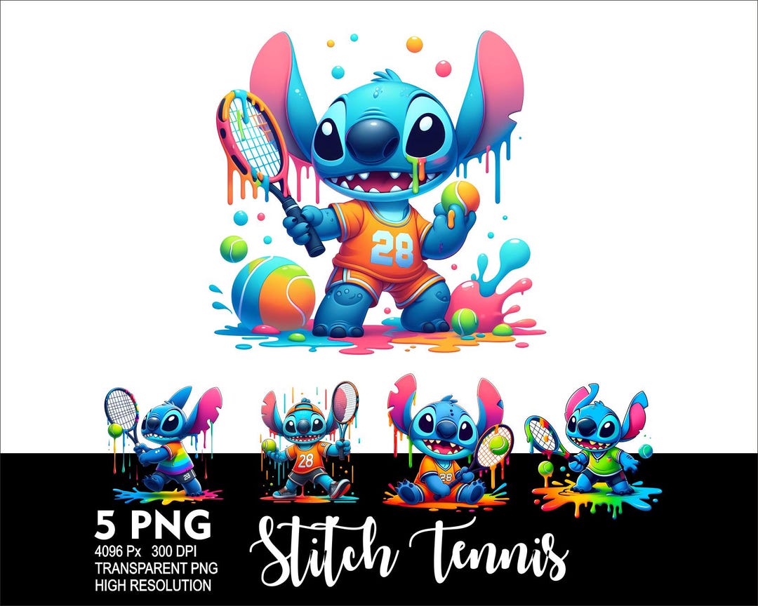 Stitch Tennis 5 PNG Design for Sublimation Png 300DPI High Resolution ...