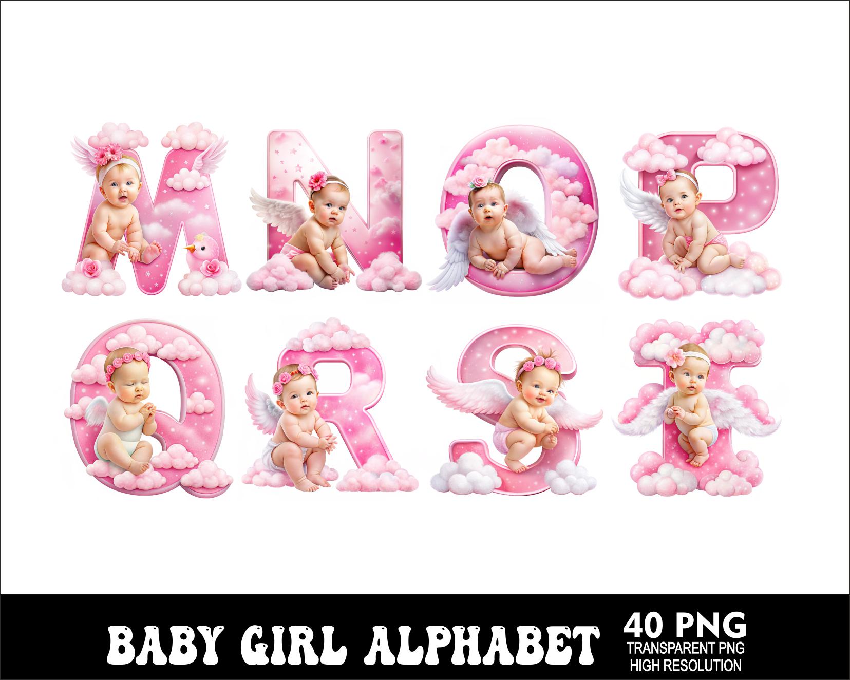 Letras PNG del alfabeto de niña ángel Diseño Letras de bebé rosa Png ...