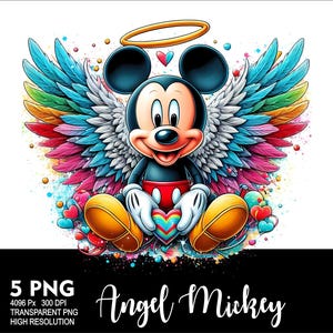 Angel Mickey Wings 5 PNG Mouse Design for Sublimation Png 300DPI High ...