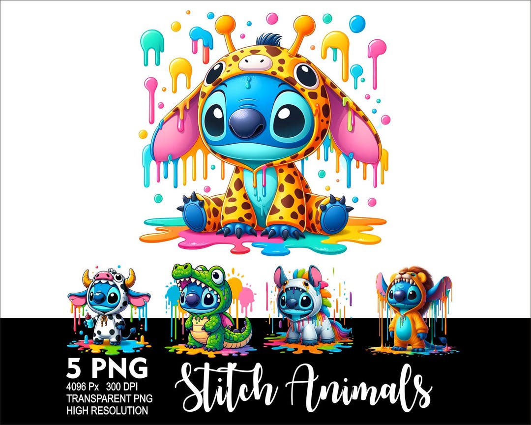 Stitch Animals Costume 5 PNG Design for Sublimation Png 300DPI High ...