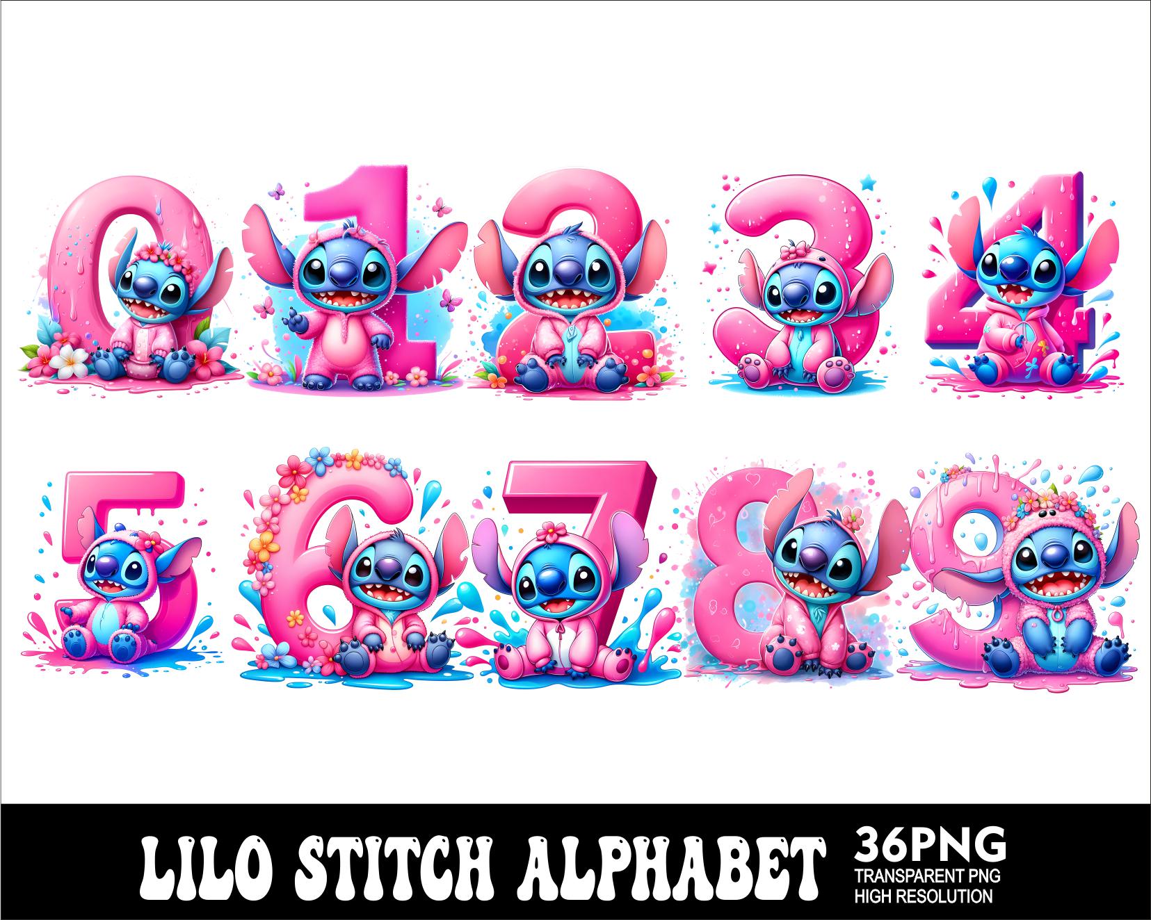Desenho animado Lilo Stitch Alfabeto PNG letras Design Rosa Stitch ...