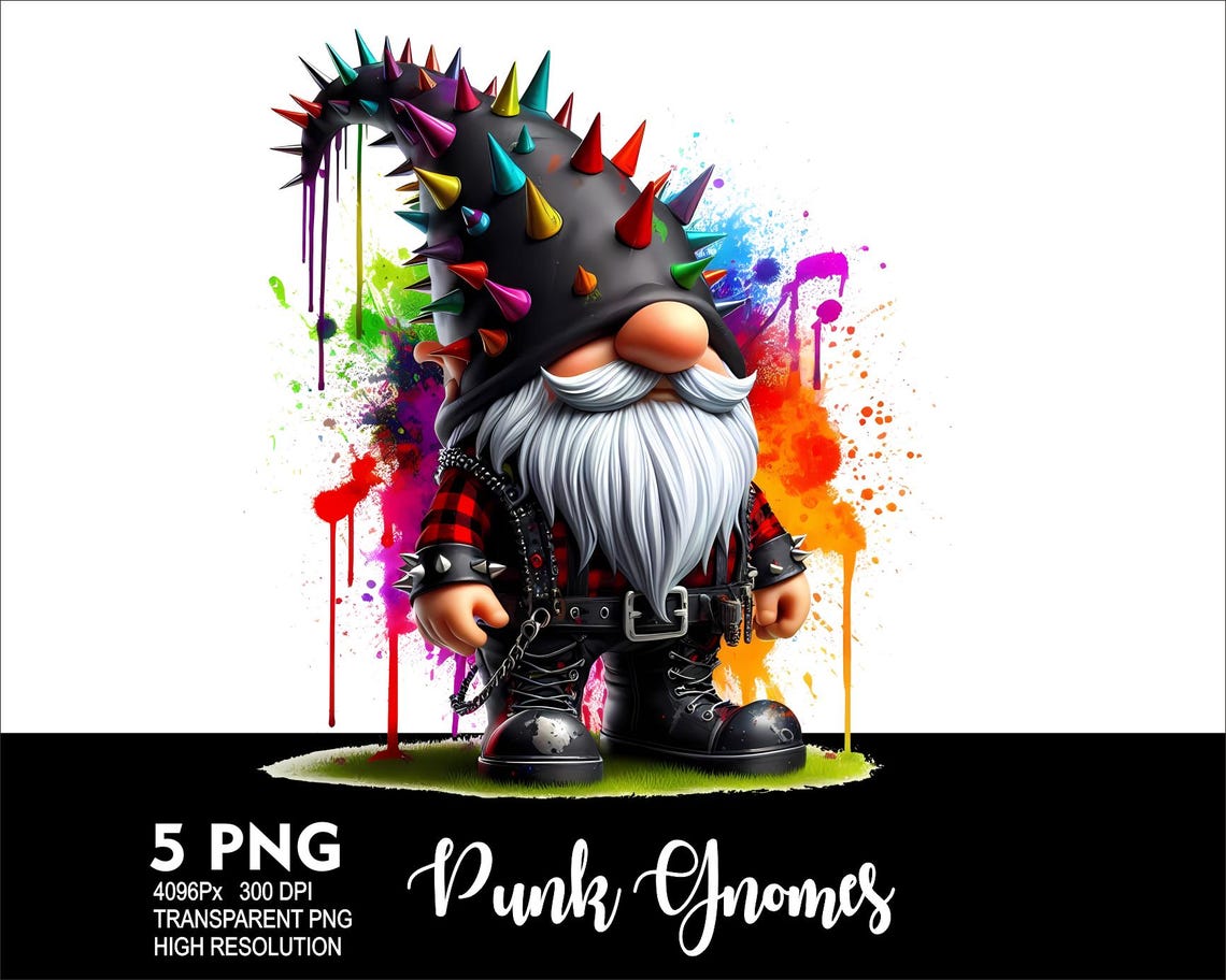 Punk Gnome 5 PNG Design for Sublimation Png 300DPI High Resolution Png ...