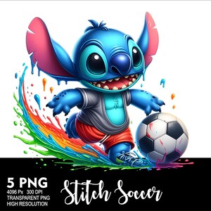 Stitch Soccer 5 PNG Design for Sublimation Png 300DPI High Resolution ...