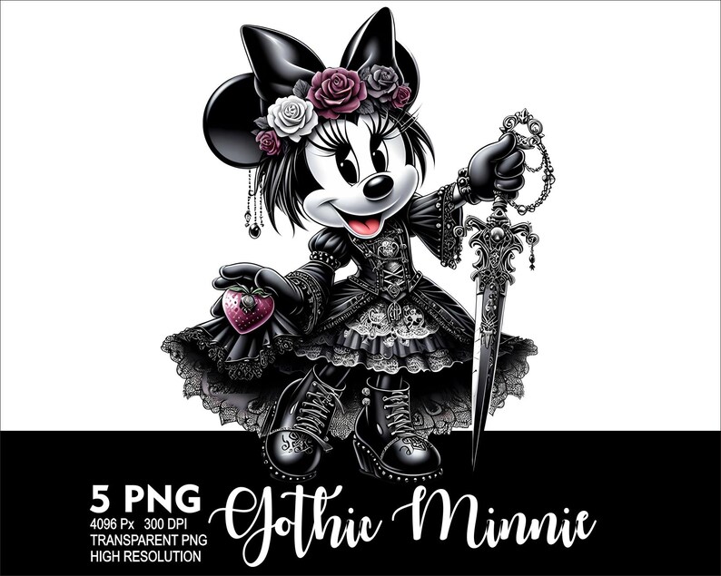 Gothic Minnie 5 PNG Design for Sublimation Png 300DPI High Resolution ...