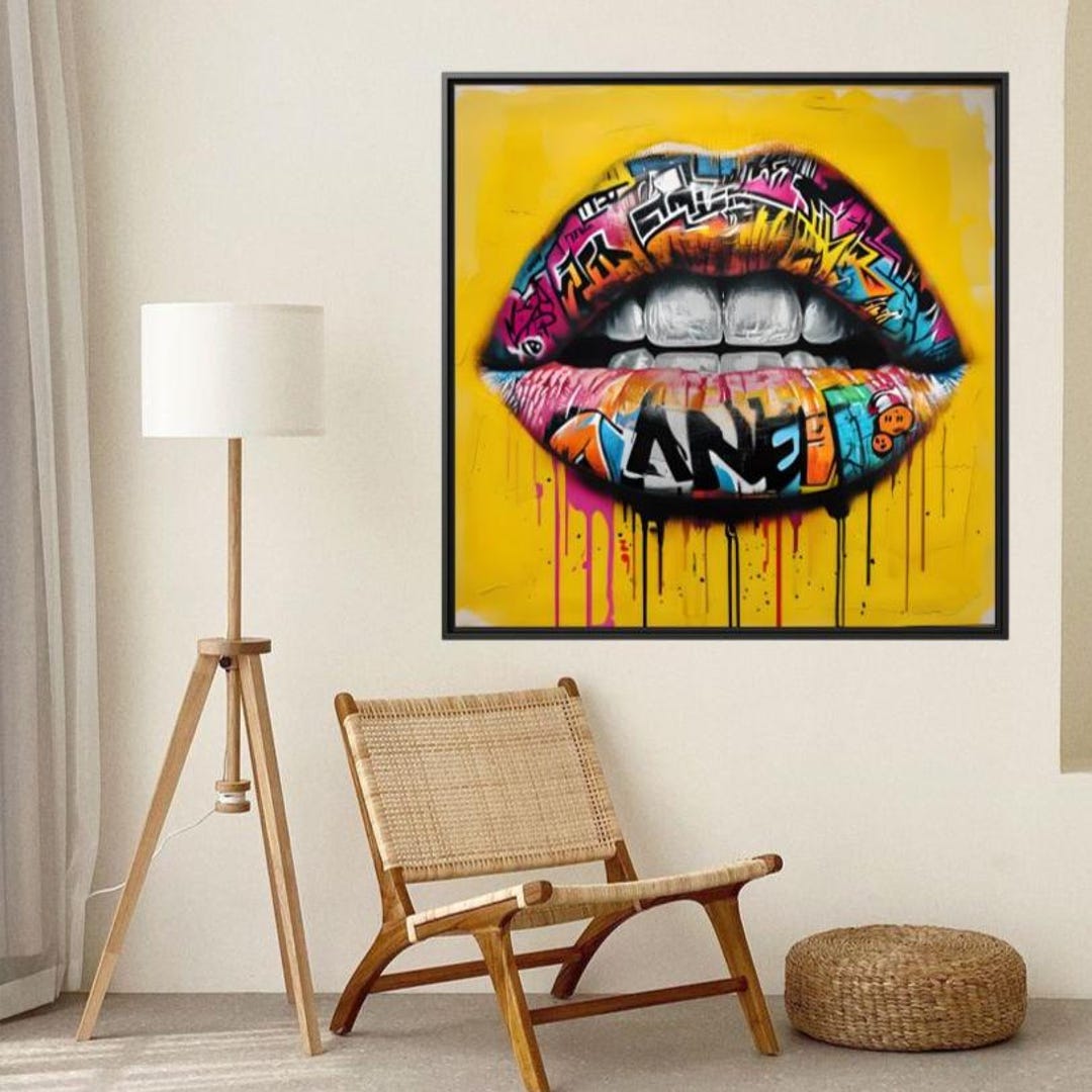 Realistic Lips Graffiti Art Print: Urban Street Canvas Wall Art - Etsy