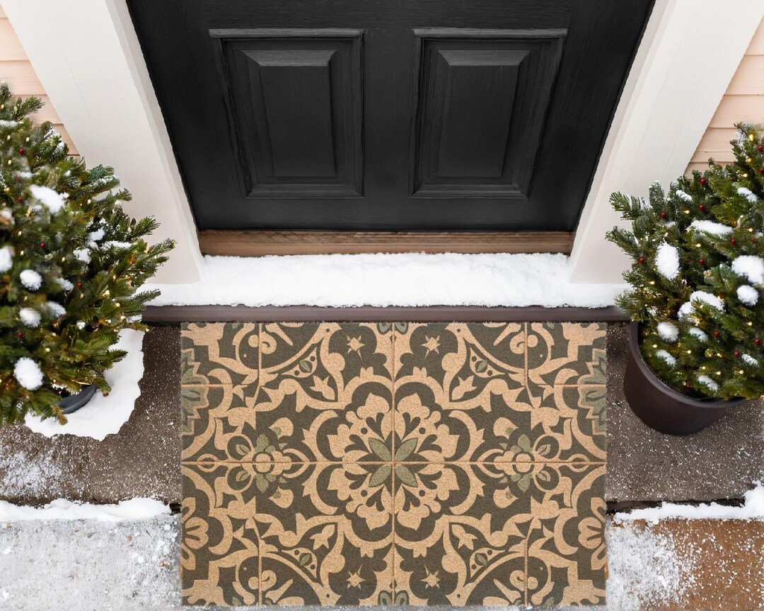 Vintage Tile Doormat I Entryway Rug I Decorative Coir Fiber Mat I Non ...