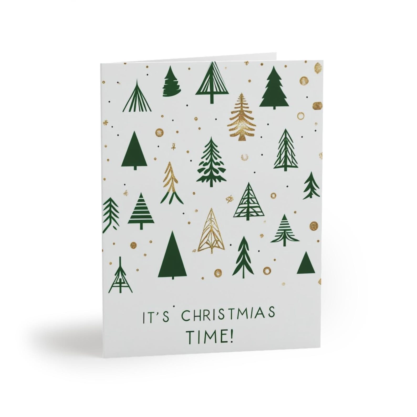 Minimalist Green and Gold Trees Design Holiday Card Pack Greeting Card ...