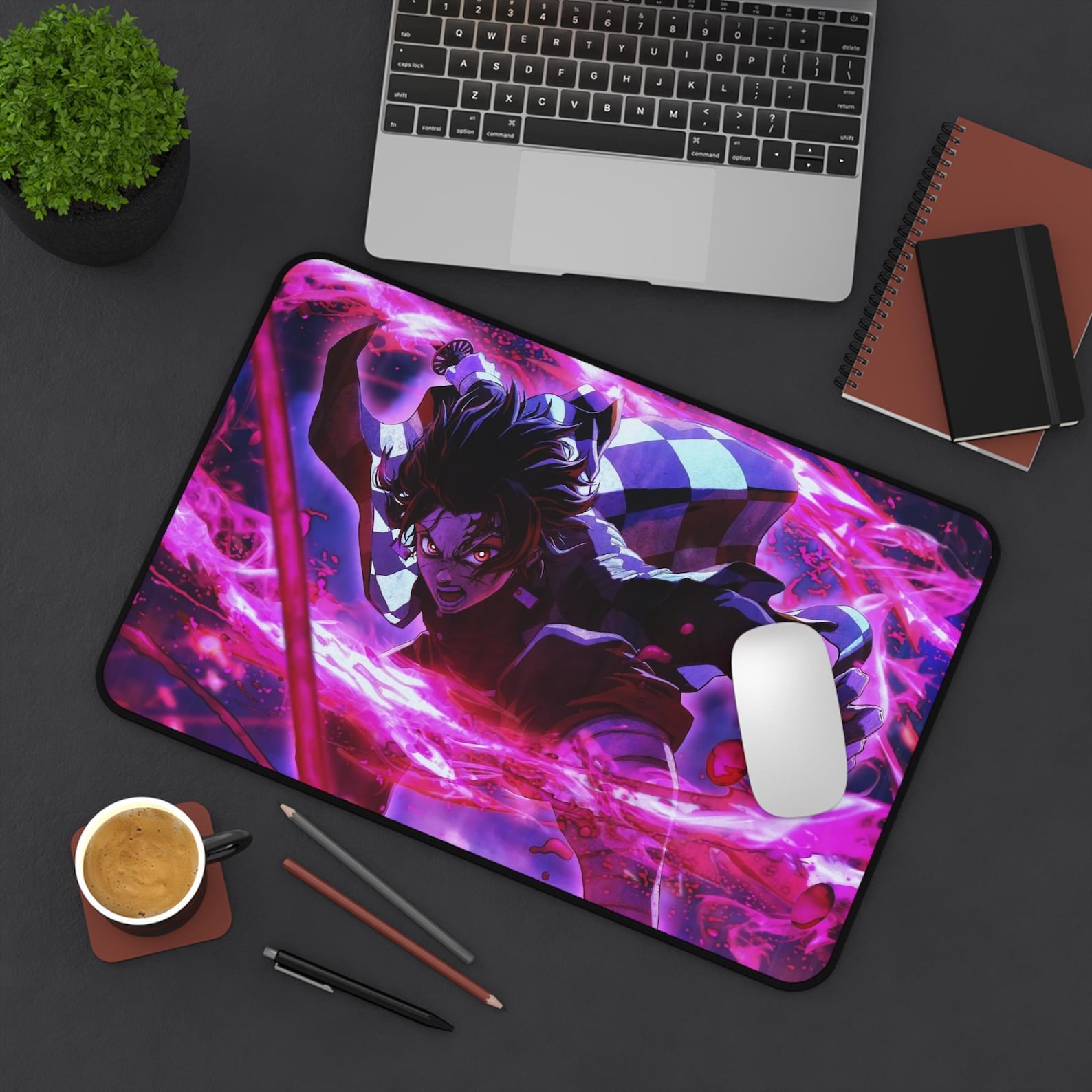 Anime Tanjiro Demon Slayer Katana Desk Mat Mouse Pad, Simple Aesthetic ...