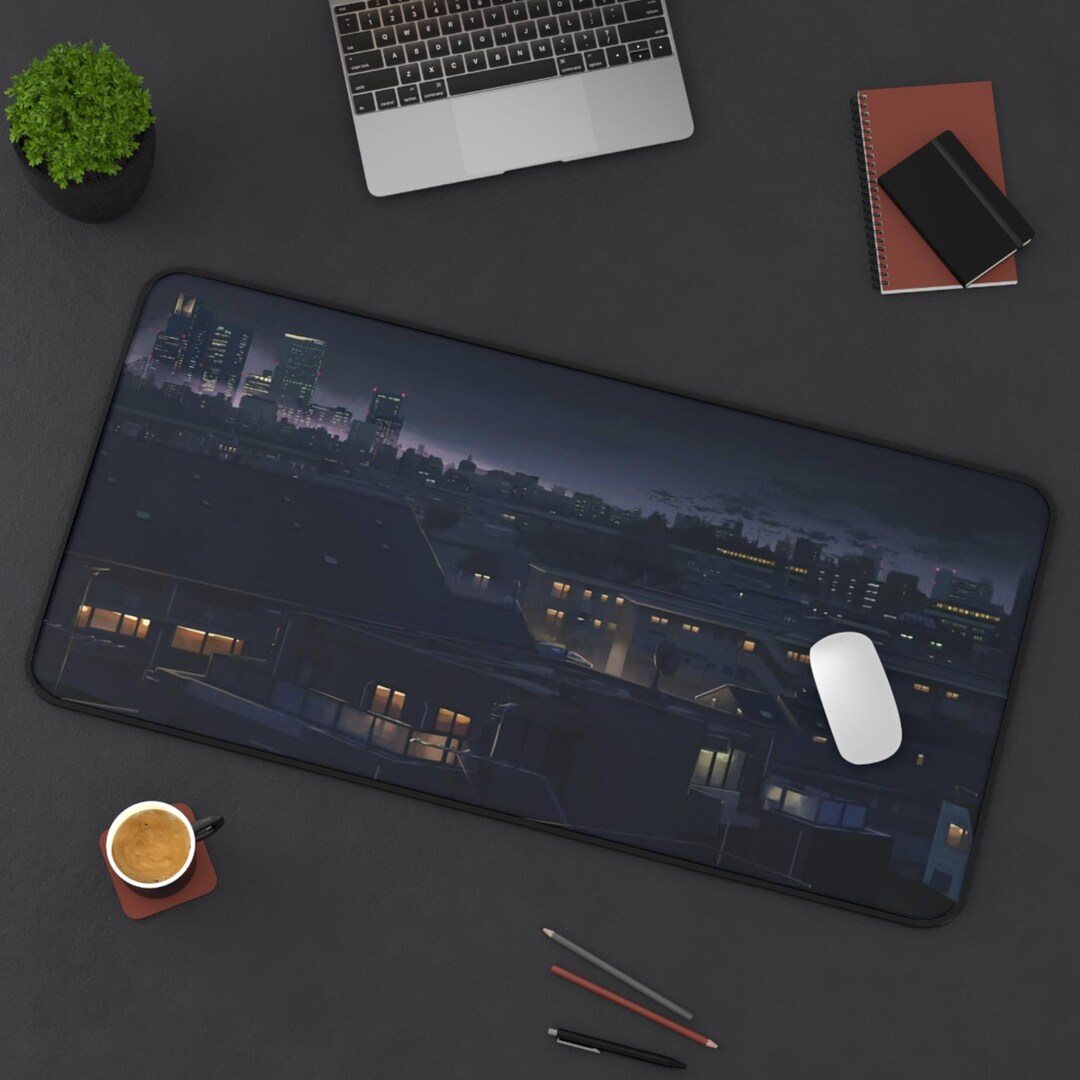 Dark Cityscape Desk Mat - Gaming Mouse Pad, Urban Office Decor, Large ...
