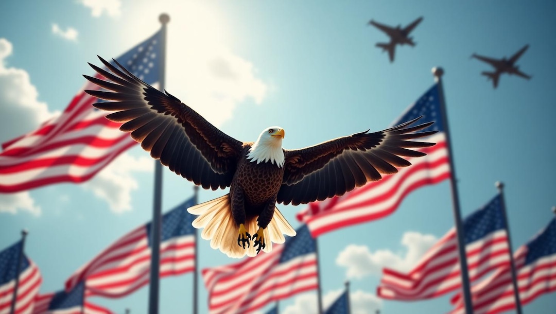 Bald Eagle, American Flags - Patriotic Print - Etsy