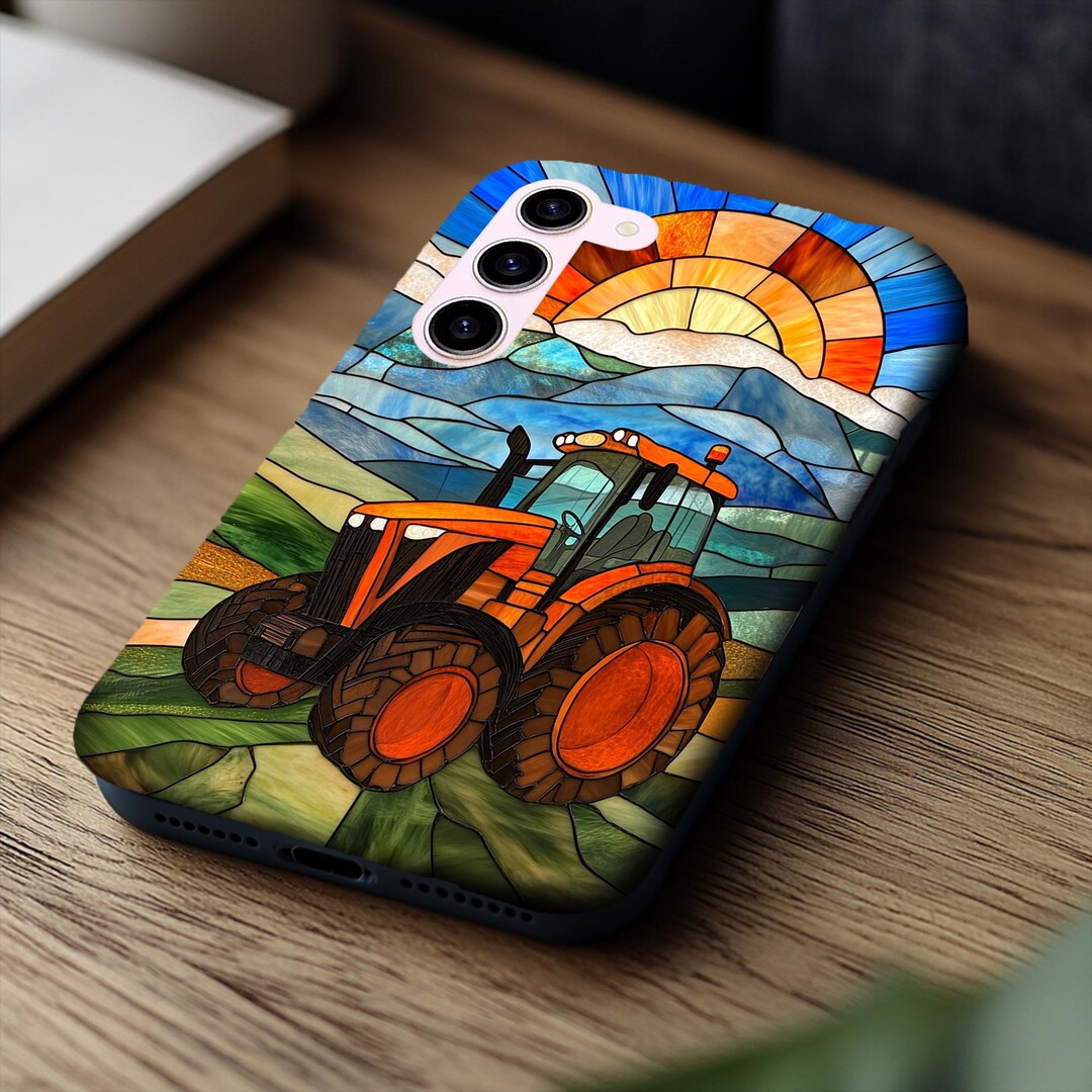 Stained Glass Tractor Farming iPhone 15, 14, 13, 12, 11, X, XS, 7, 8 ...