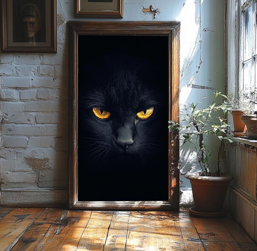 The Black Cat Digital Art Print, Wall Art, Ai-generated, AI Art ...