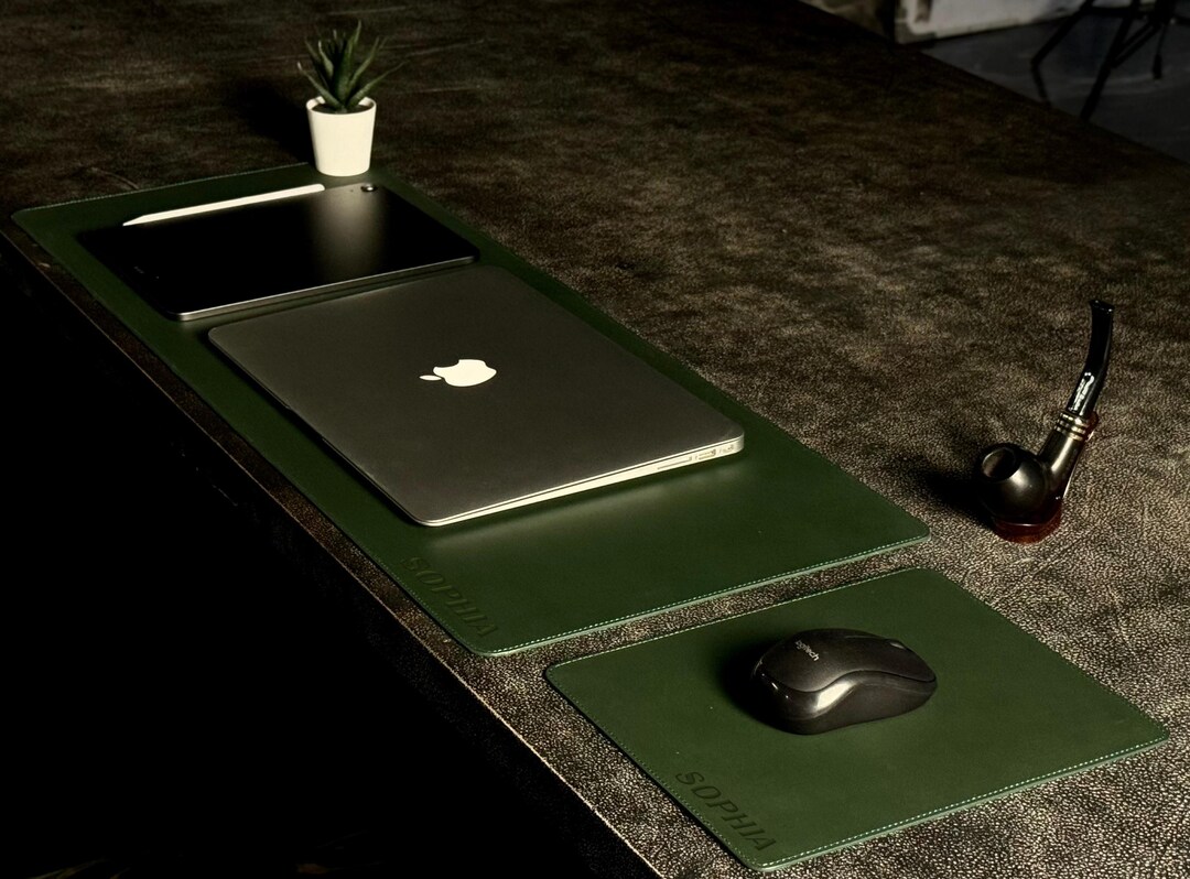 Personalized Leather Desk Mat | Custom Office Desk Pad | Leather Mouse ...