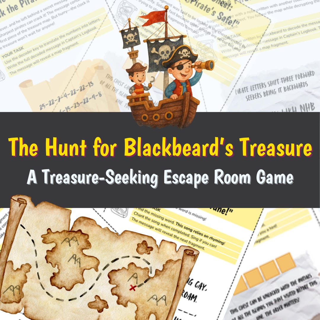 Pirate Treasure Hunt Escape Room Game: Kids' Printable Adventure (ages ...