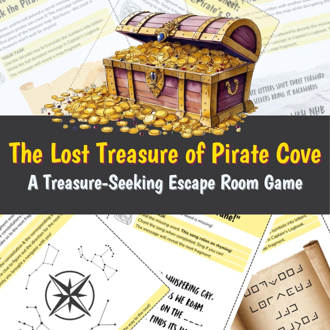 Pirate Escape Room Game: Kids DIY Printable Puzzle Adventure (digital ...