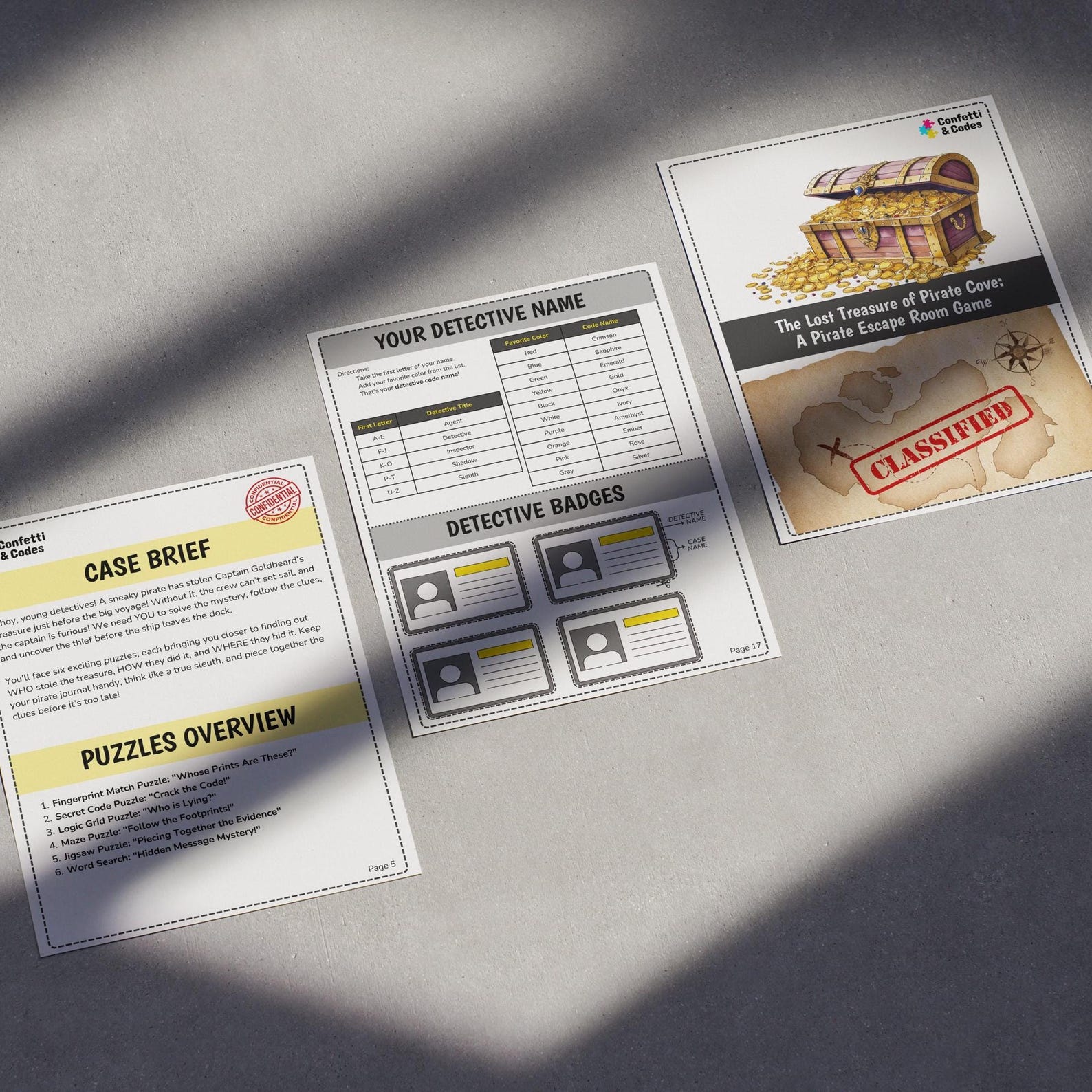 Pirate Escape Room Game: Kids DIY Printable Puzzle Adventure (digital ...