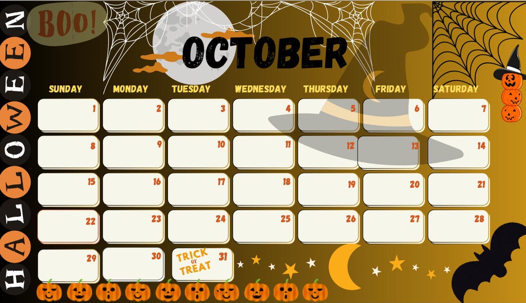 Fun Halloween October Calendar! - Etsy