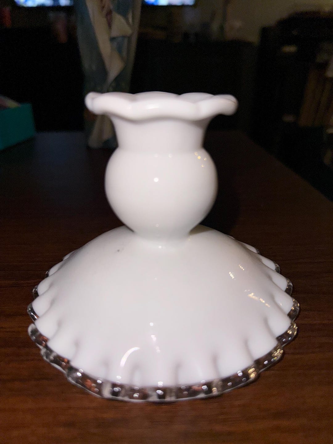 Fenton Milk Glass Candlestick Holder Etsy