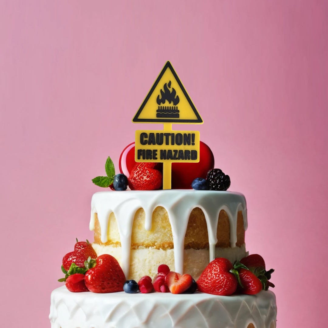 Funny Fire Hazard Cake Topper: 3D Printed Birthday Decoration - Etsy