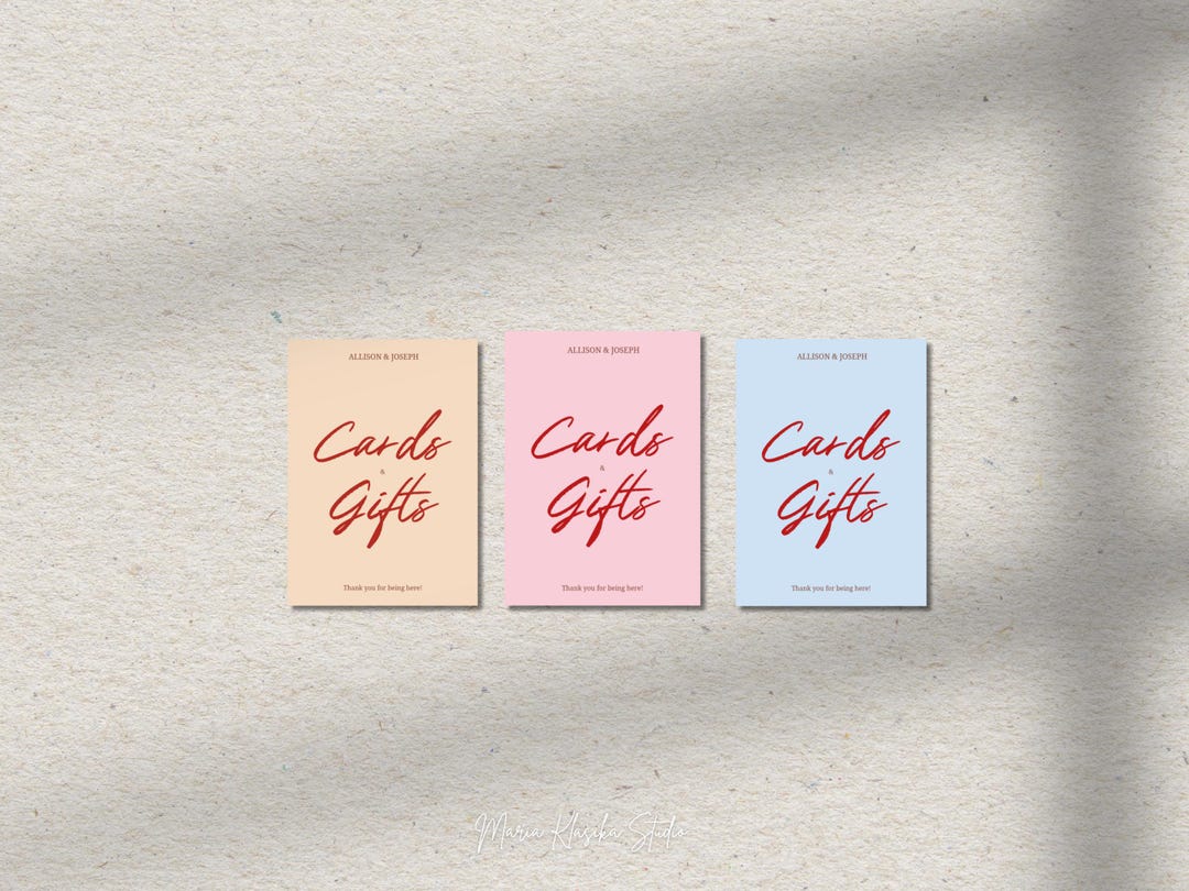Cards and Gifts Sign Template, Printable Cards & Gifts Table Sign ...