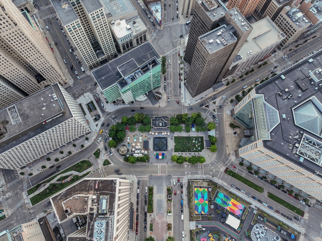 Detroit Aerial View Campus Martius Color Photograph - Etsy