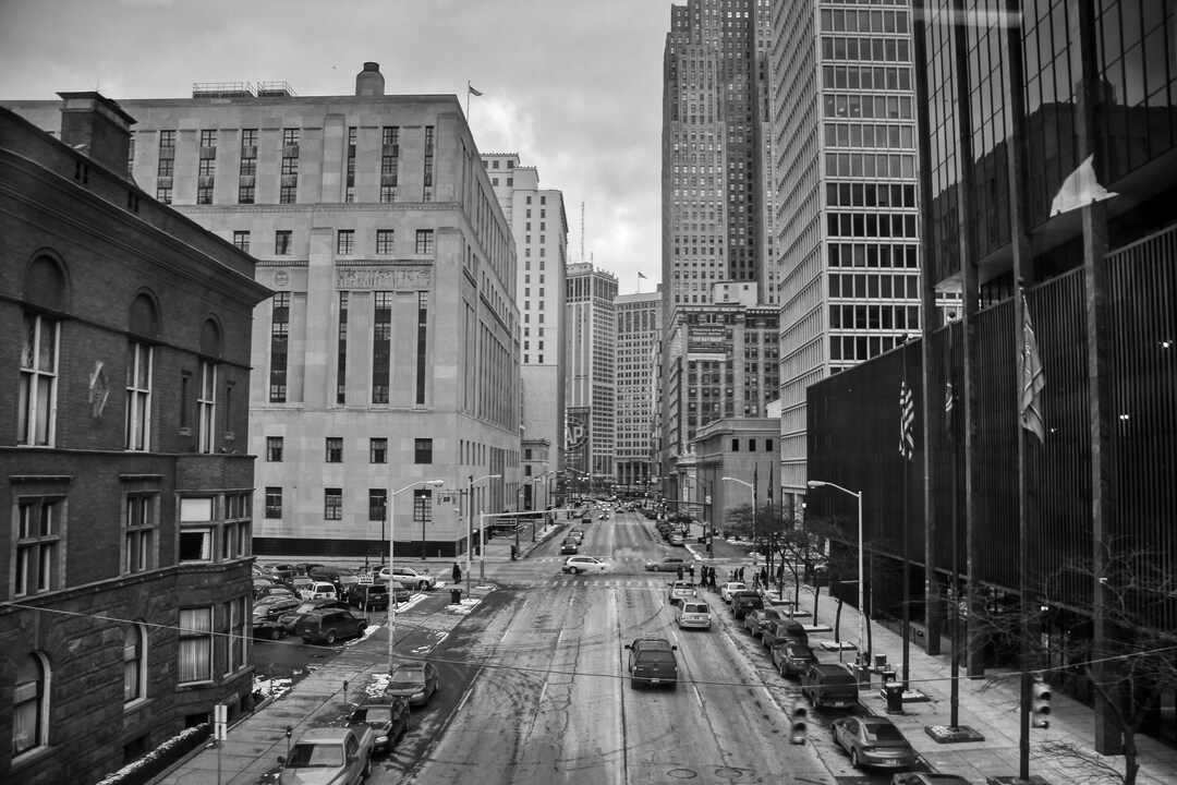 Detroit Street View Washington Black and White Photography by ...