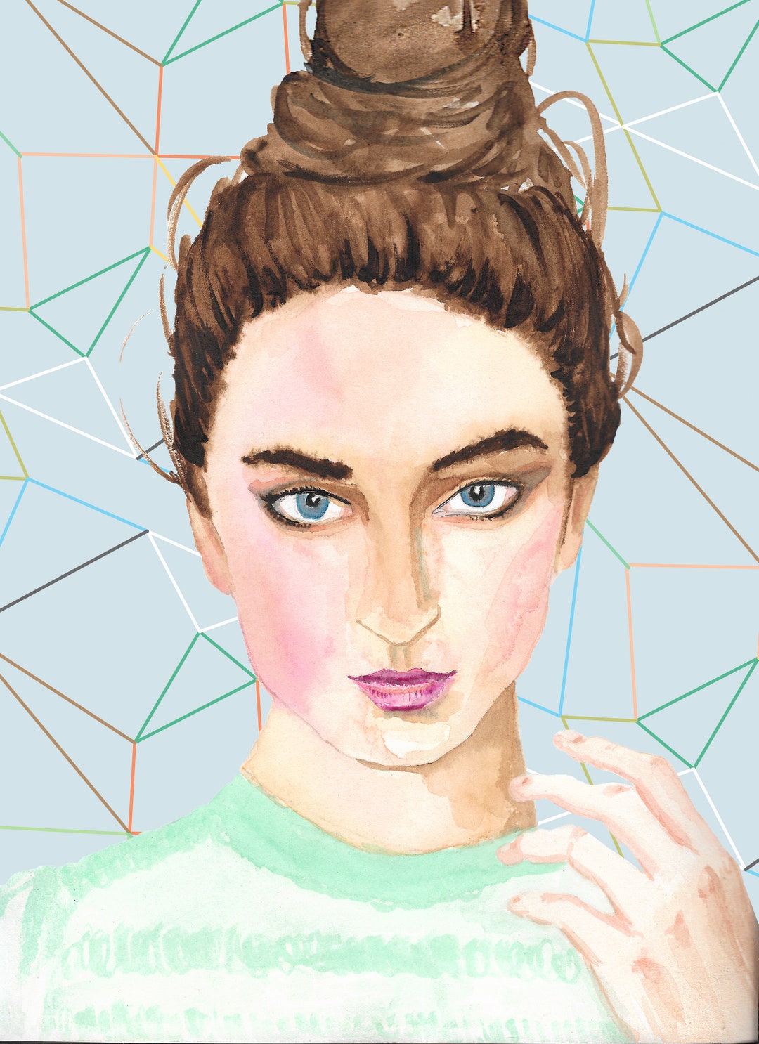 Watercolor Portrait of Jenna by Janna Coumoundouros Open Edition ...
