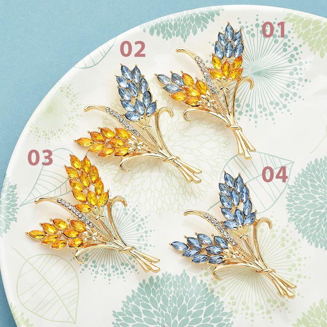 Wheat Flower Brooch, Crystal Wheat Pin, Beautiful Wheat Brooch ...