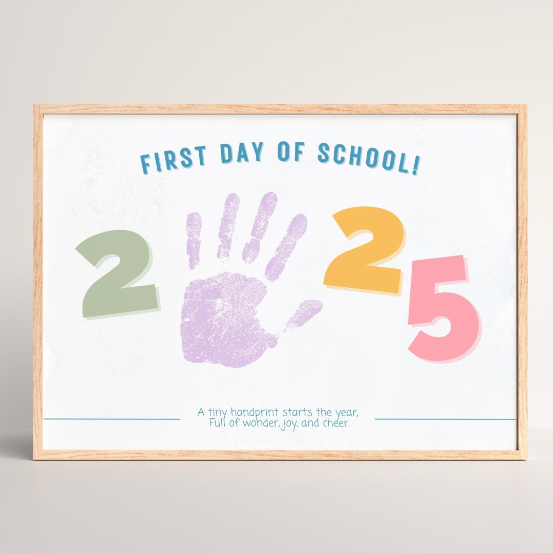 First Day of School Handprint Craft Kindergarten 2025-2026, My First ...