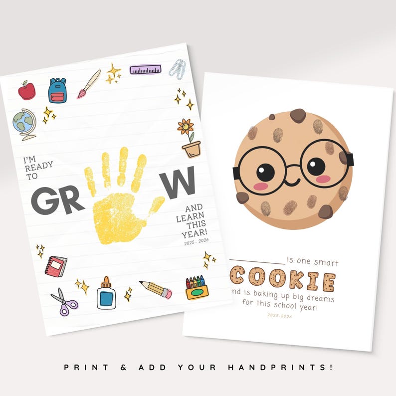 Back to School Handprint Art Bundle, First Day of School Handprint ...