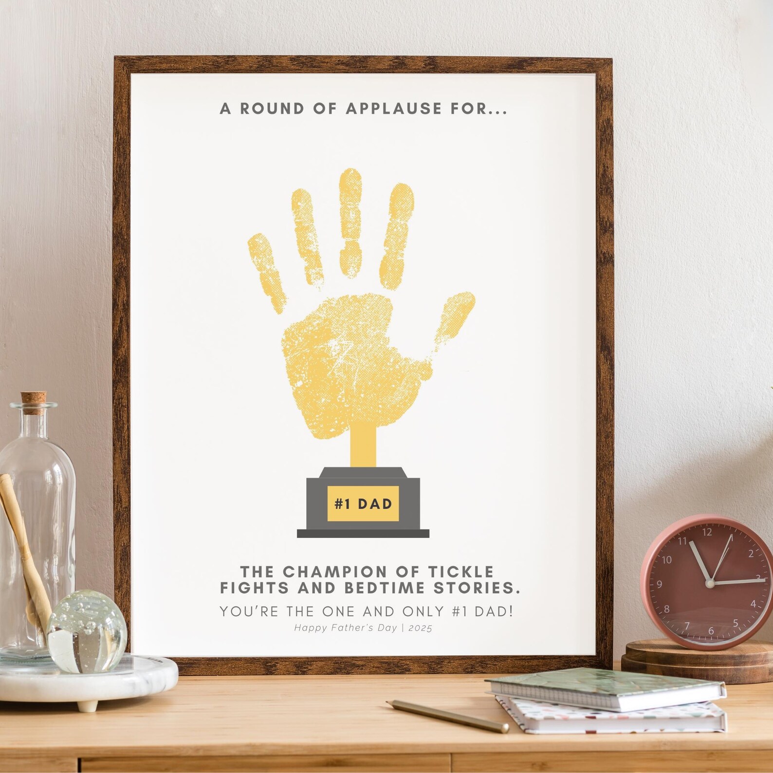 Best Dad Ever Trophy Handprint Editable Canva Template, Fathers Day ...