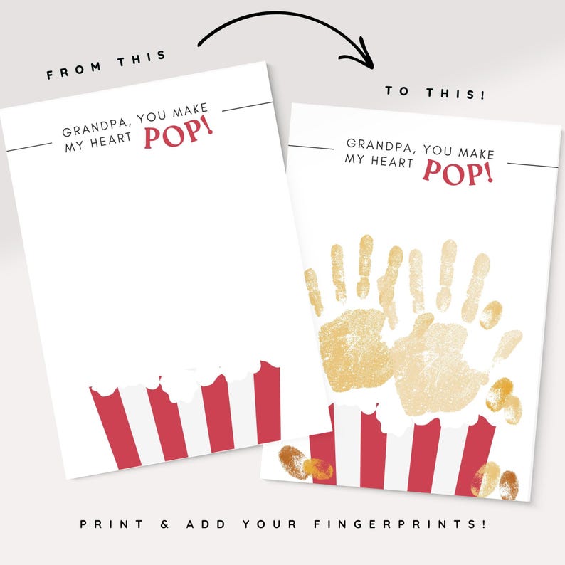 Handprint Fathers Day Craft for Kids, Grandpa Handprint Art, Handprint ...