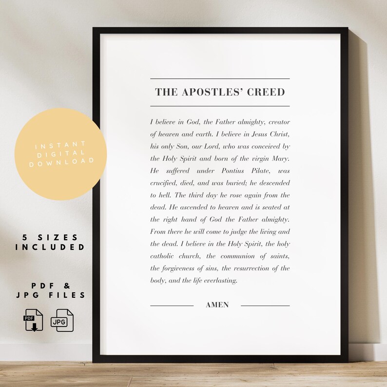 Apostles Creed Wall Art Digital Print, Modern Christian Art Downloads ...