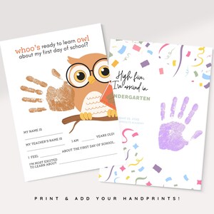 Back to School Handprint Art Bundle, First Day of School Handprint ...