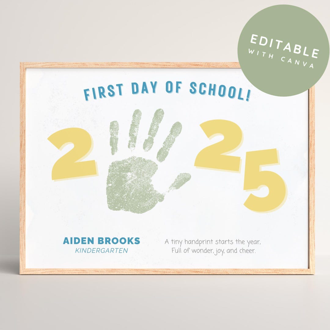 Editable First Day of School Handprint Craft Kindergarten, Back to ...
