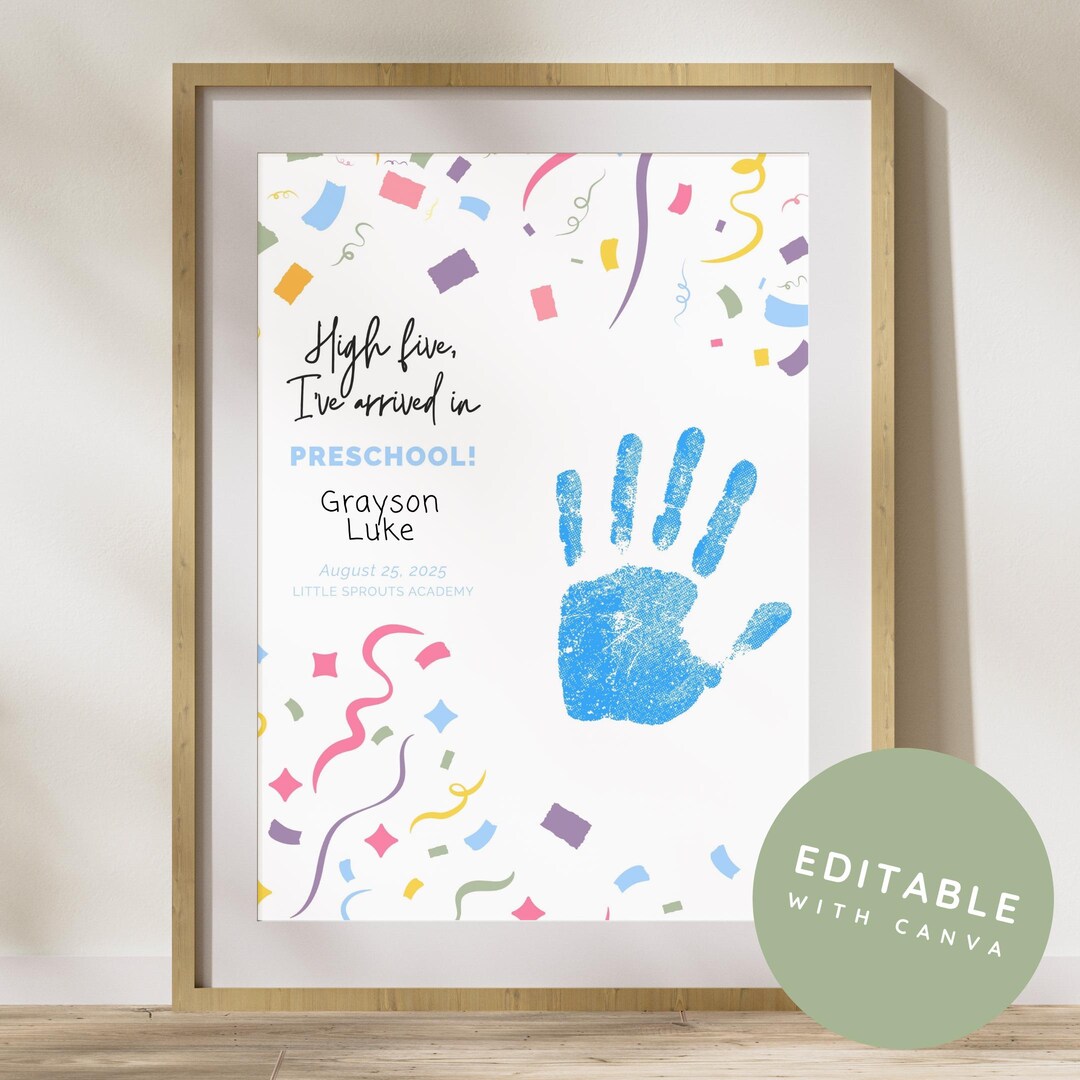 Editable Back to School Handprint Art, High Five Handprint, First Day ...