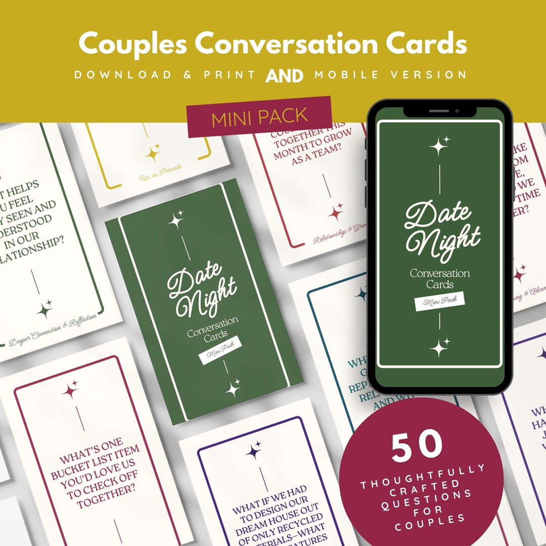 Date Night Conversation Starter Cards, Relationship Questions Game ...