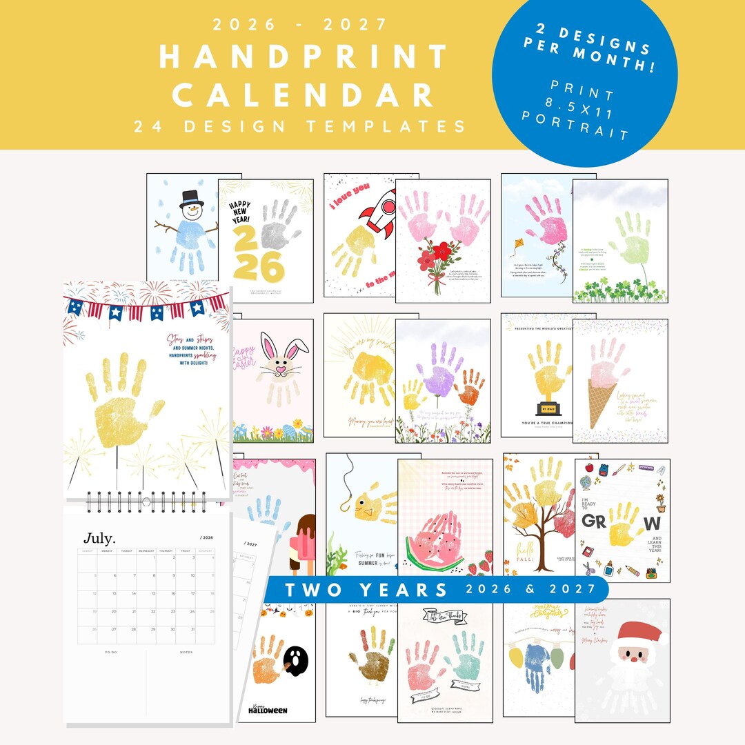 Handprint Calendar 2026 2027, Handprint Calendar Craft Printable ...