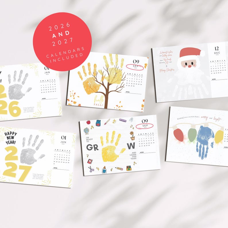 2026 Handprint Calendar Craft Printable, DIY Calendar for Kids Baby ...