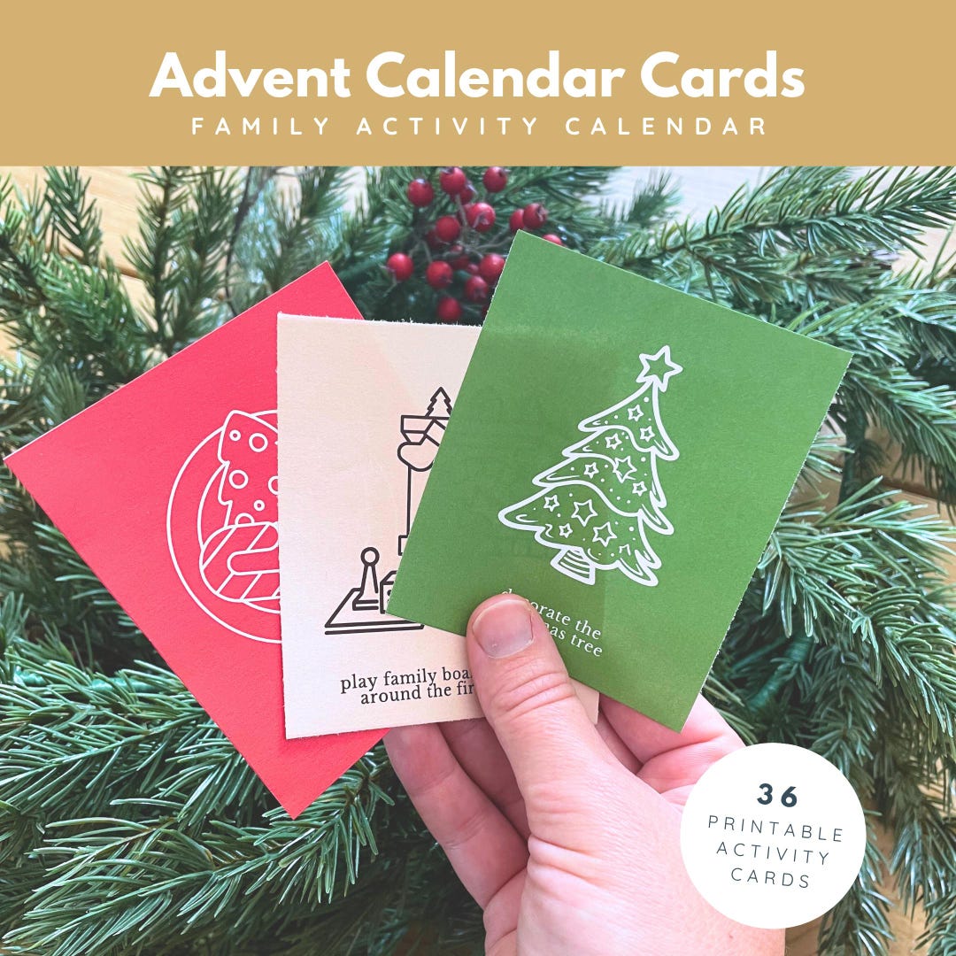 Family Christmas Advent Calendar Activity Cards Printable, Family ...