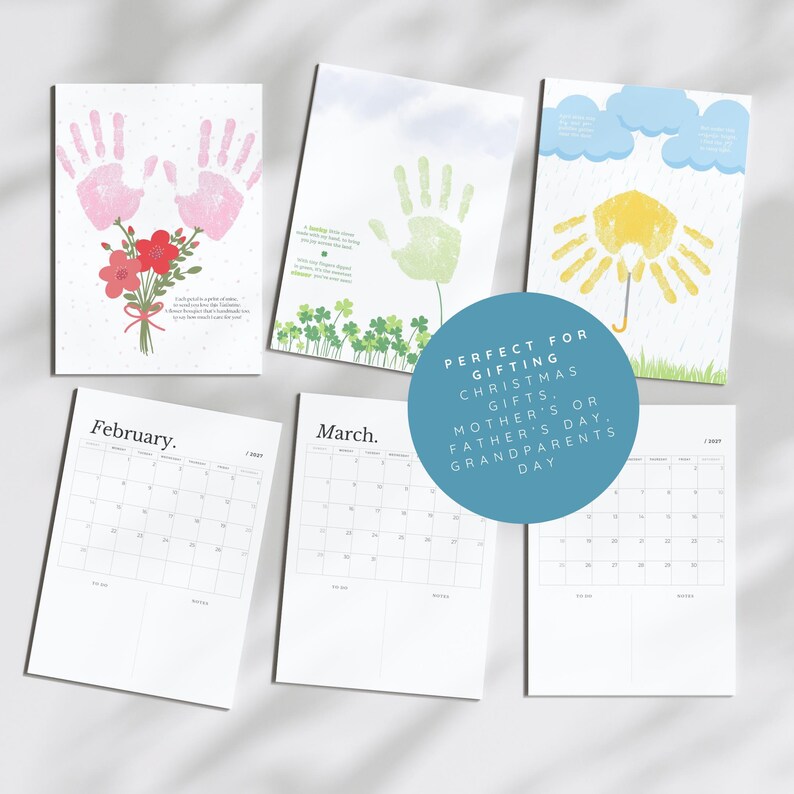 Handprint Calendar Template 2026, DIY Calendar for Kids Baby Toddler ...