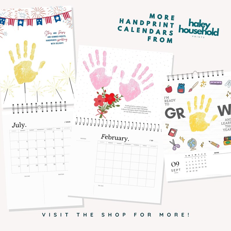 Handprint Calendar Template 2026 2027, DIY Calendar for Kids Baby ...