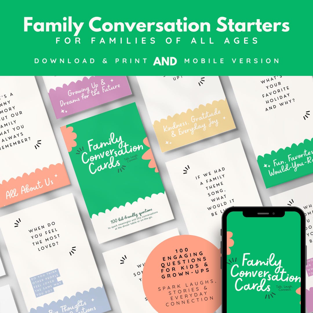 Family Conversation Starter Cards, Communication Icebreaker Questions ...