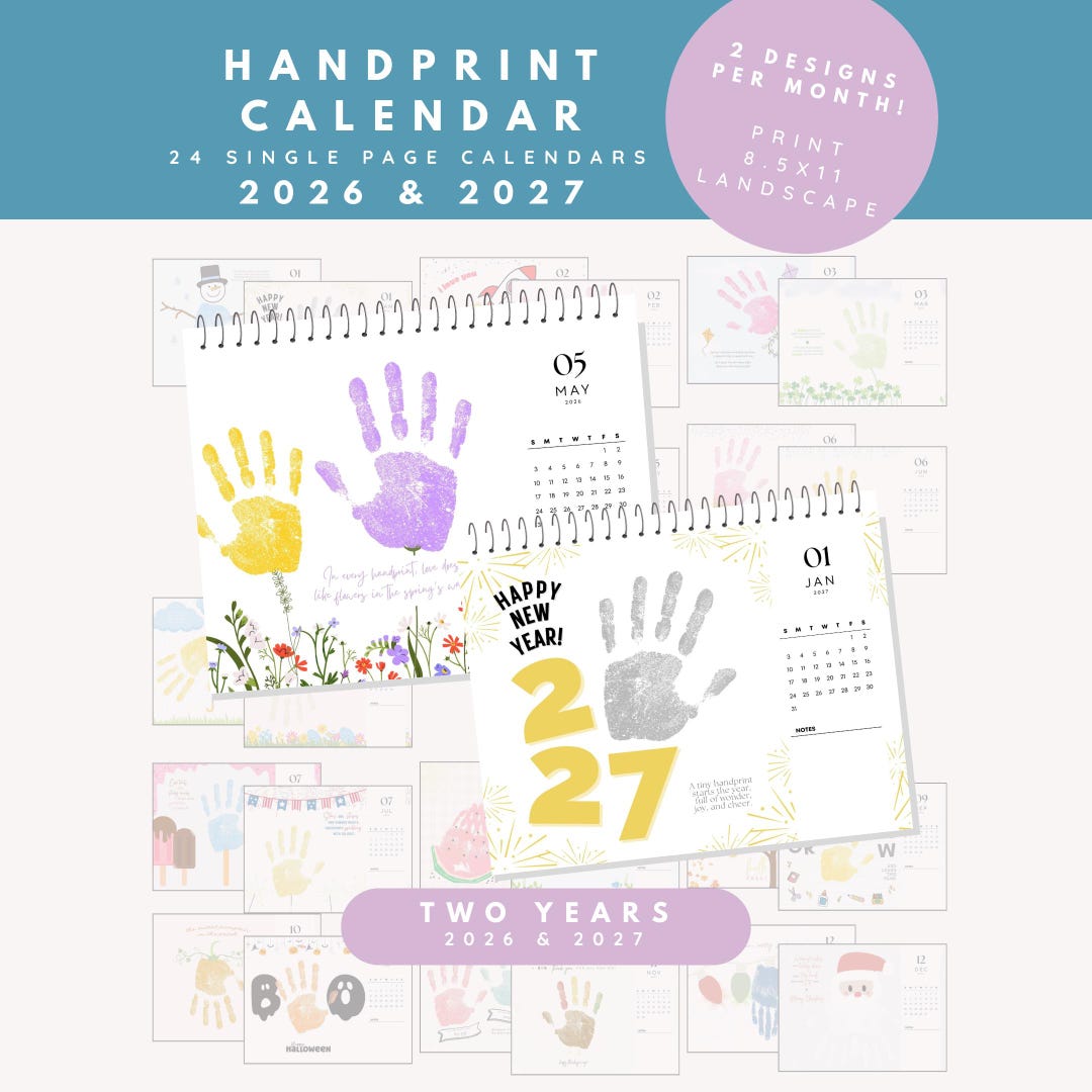 Preschool Handprint Calendar Template, DIY Calendar for Kids Baby ...