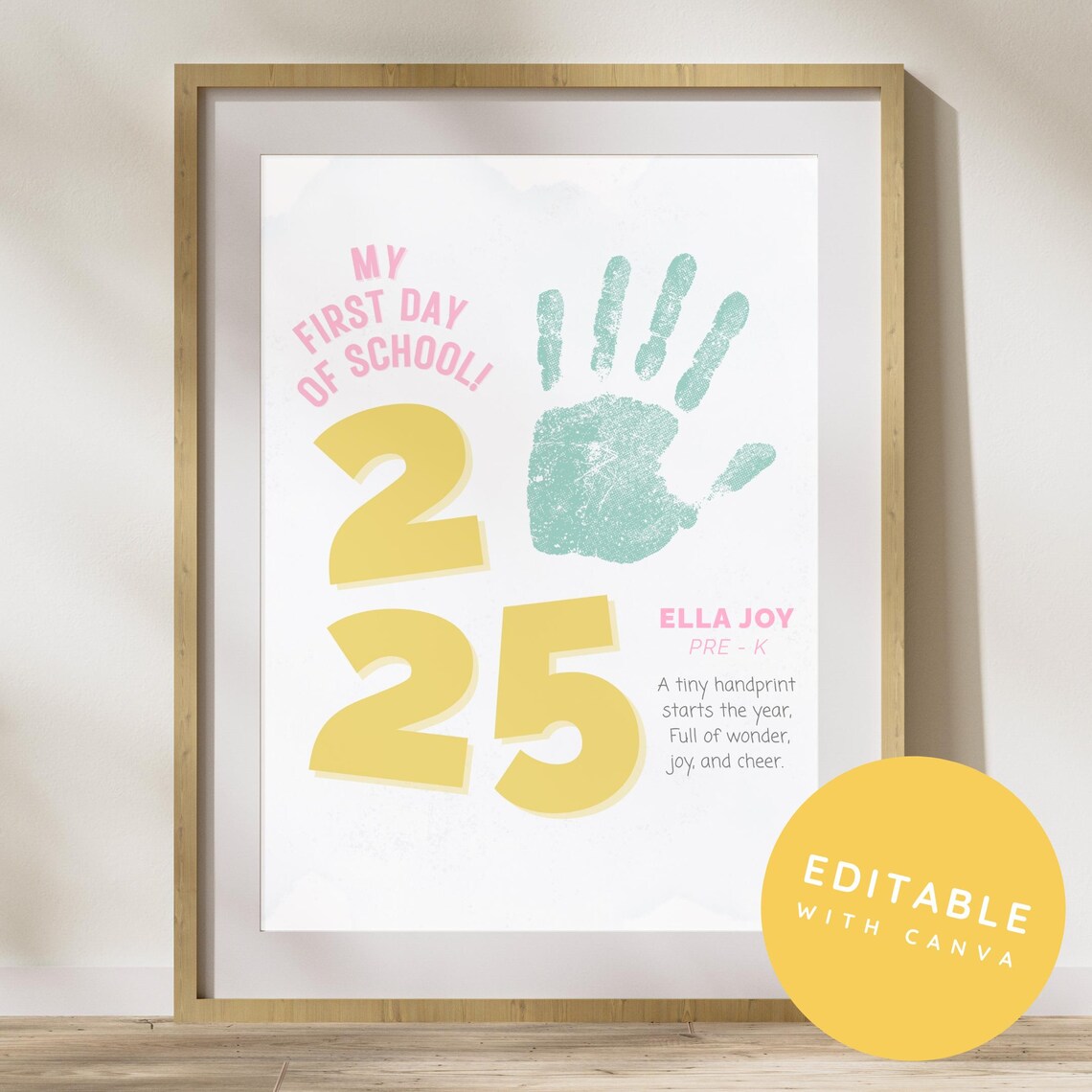 Editable Back to School Handprint Art, My First Day of Preschool ...