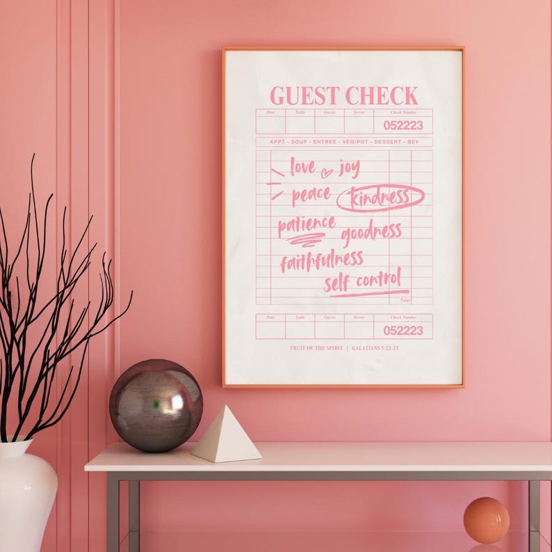 Guest Check Poster Fruit of the Spirit Wall Art Guest Check Print ...