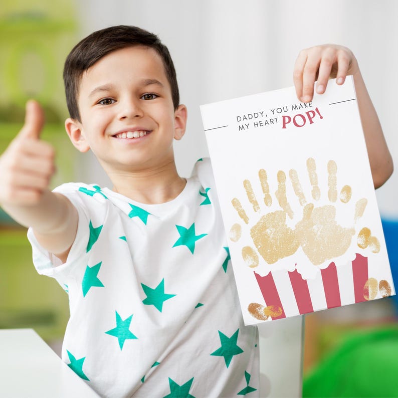 Popcorn Fathers Day Handprint Craft, Daddy Handprint Art, Handprint ...