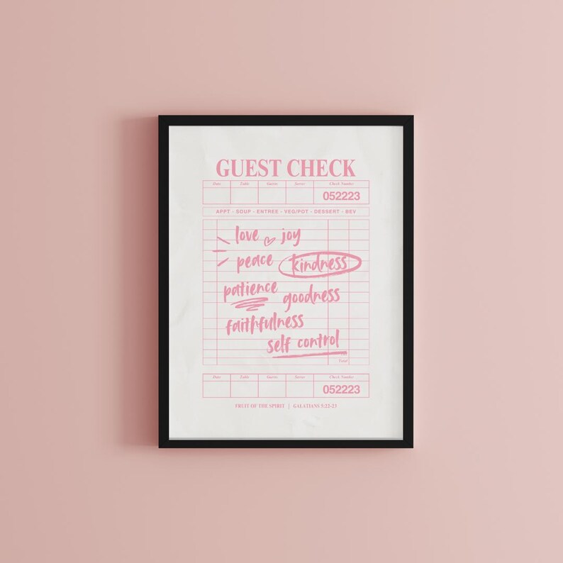 Guest Check Poster Fruit of the Spirit Wall Art Guest Check Print ...