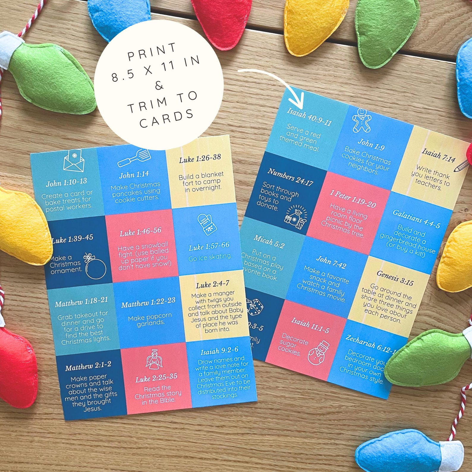 24 Advent Scripture Cards Printable, Advent Calendar Bible Cards ...