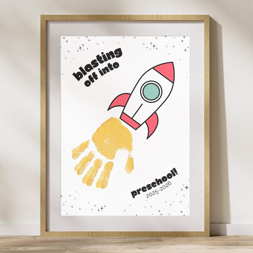 Rocket Handprint Art, First Day of Preschool Handprint Art, First Day ...